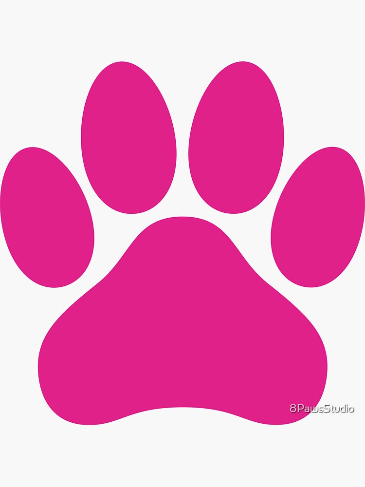 "Hot Pink Big Paw Print for Dog Lovers" Sticker for Sale by 8PawsStudio ...