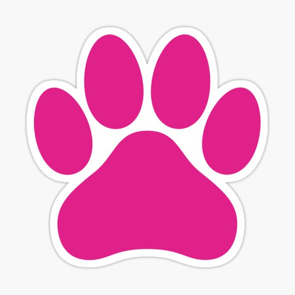 "Hot Pink Big Paw Print for Dog Lovers" Sticker for Sale by 8PawsStudio ...