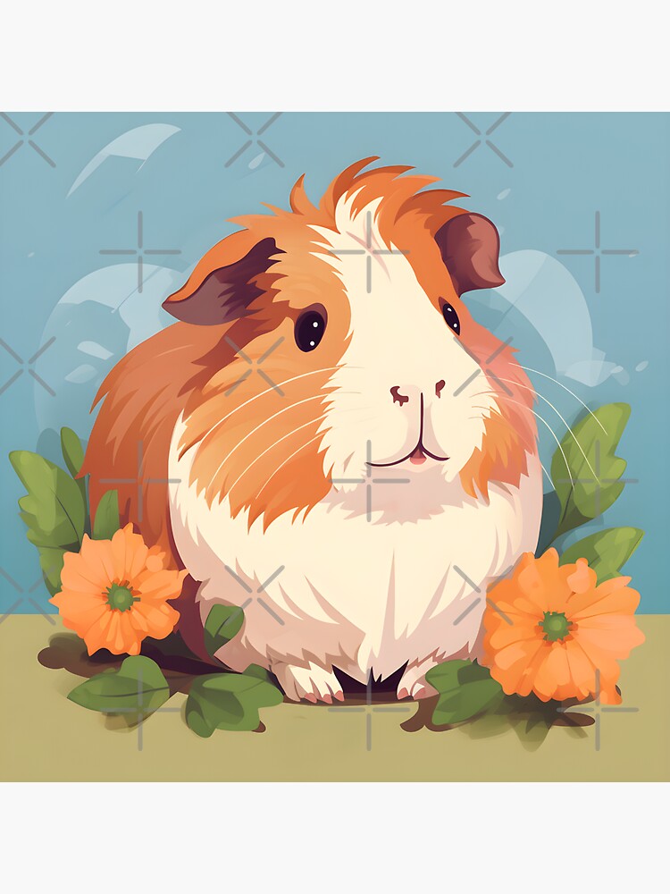 "Beautiful guinea pig - cuy with flowers" Sticker for Sale by khumpa | Redbubble