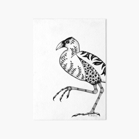 "Pukeko. Black and white ink art." Art Board Print by kapibaraart ...