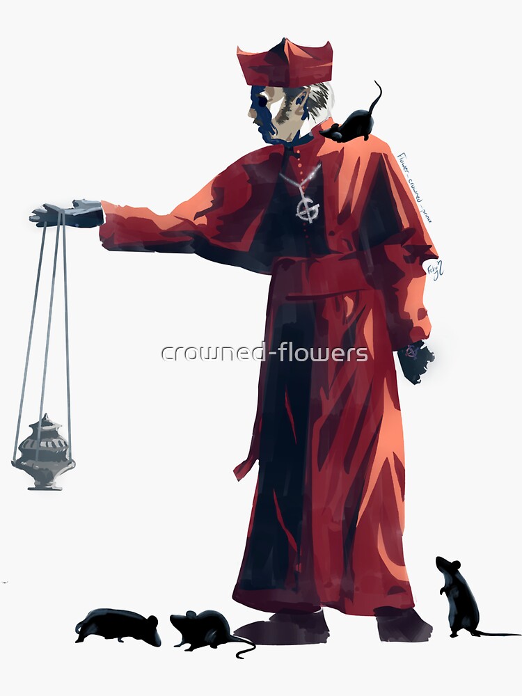 "Cardinal And His Rats" Sticker for Sale by crowned-flowers | Redbubble