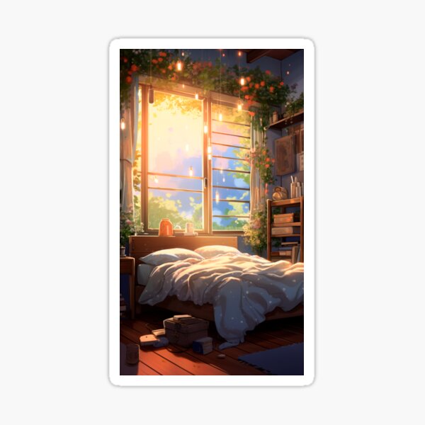 "Comfy Anime Bedroom" Sticker for Sale by devath | Redbubble