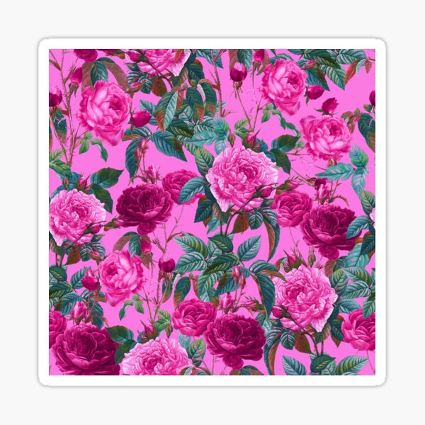 " Pink Floral Garden" Sticker for Sale by Burcu Korkmazyurek | Redbubble