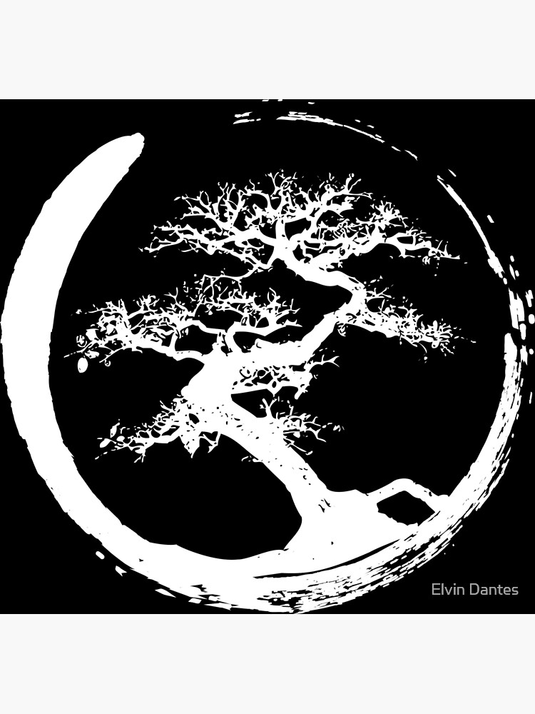 "Zen Bonsai Tree in Enso Circle (white)" Poster by elvindantes | Redbubble