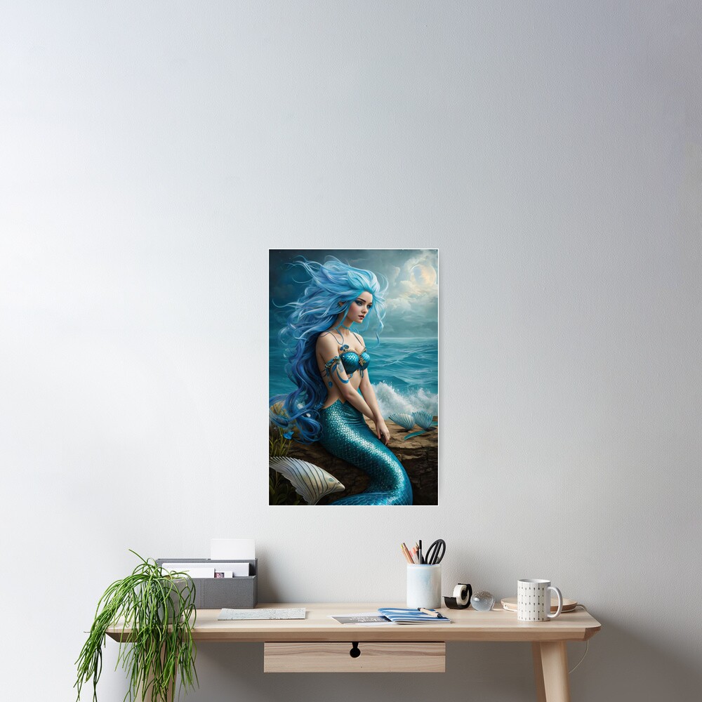 "Blue Mermaid" Art Print by Luminathek | Redbubble