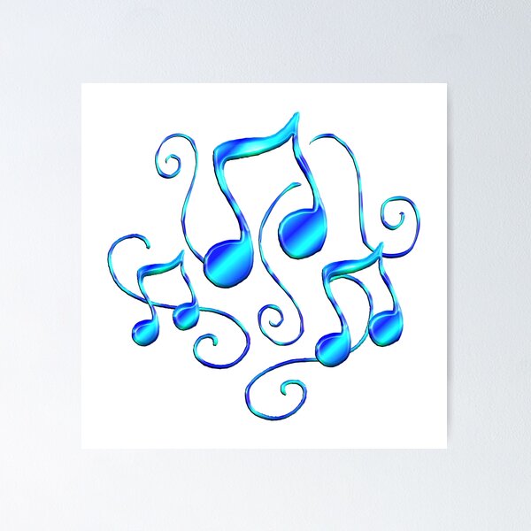 "Blue Music Notes with Fun Swirls" Poster for Sale by CoolDoodles ...