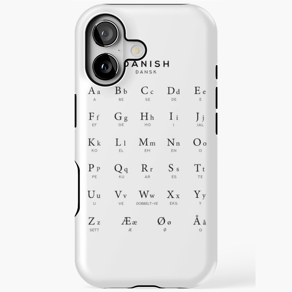 "Danish Alphabet Chart, Denmark Language Learning Chart, White" Sticker ...