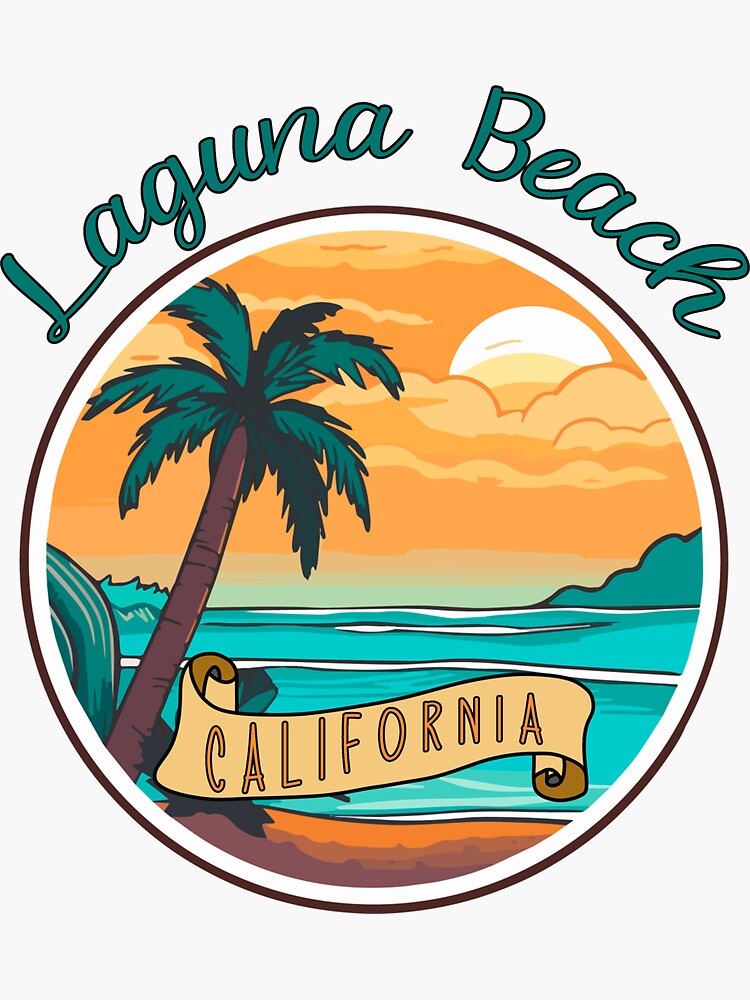 "Laguna Beach Retro" Sticker for Sale by Scriblez | Redbubble