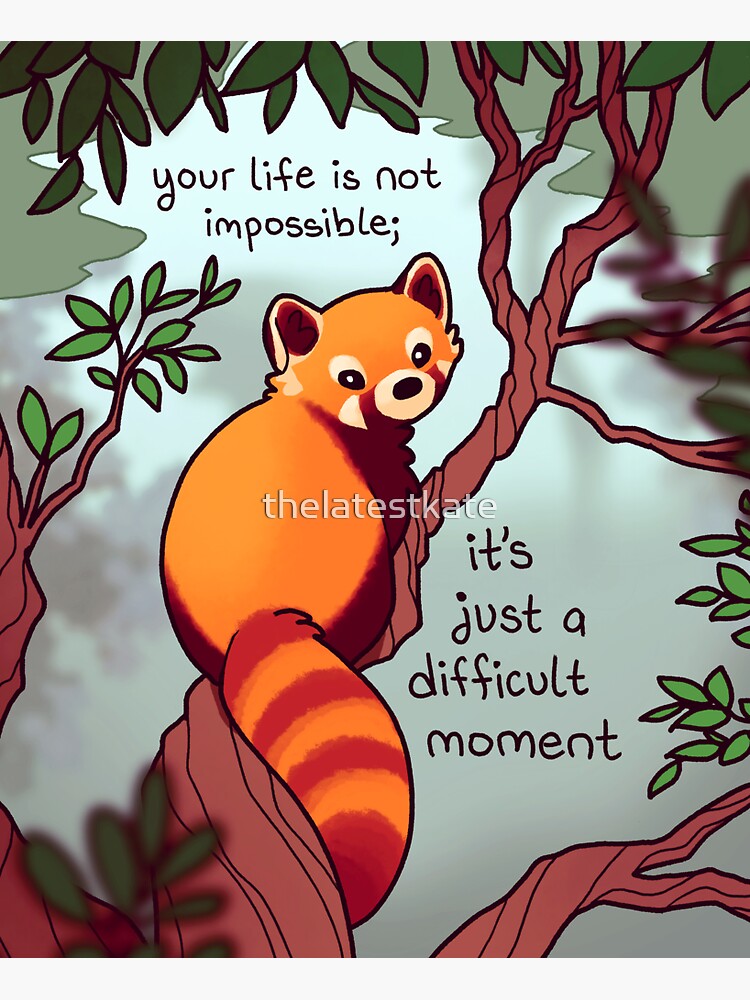""Difficult Moment" Encouraging Red Panda" Sticker for Sale by ...