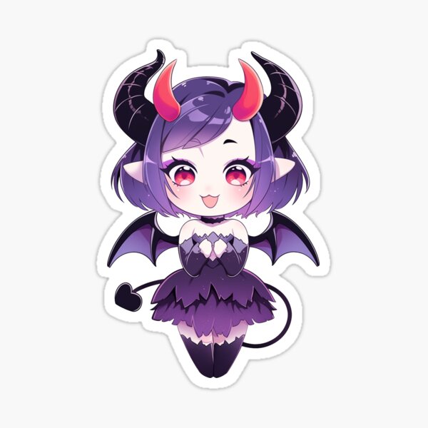 "Excited Succubus Sticker - Double Horns Chibi Halloween" Sticker for ...