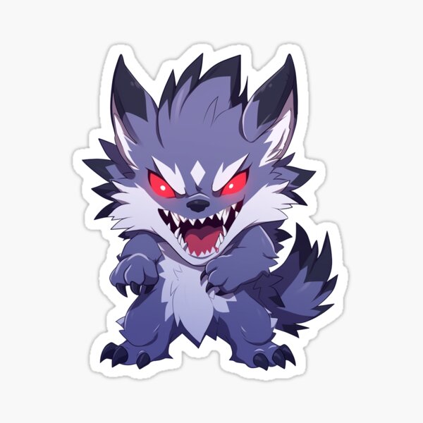 "Blue Werewolf Sticker - Scary Red Eyes" Sticker for Sale by Kontrst ...
