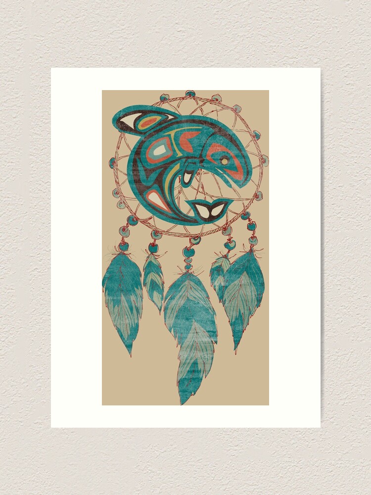 "Native American Totem Orca Whale Dreamcatcher 1" Art Print for Sale by ...