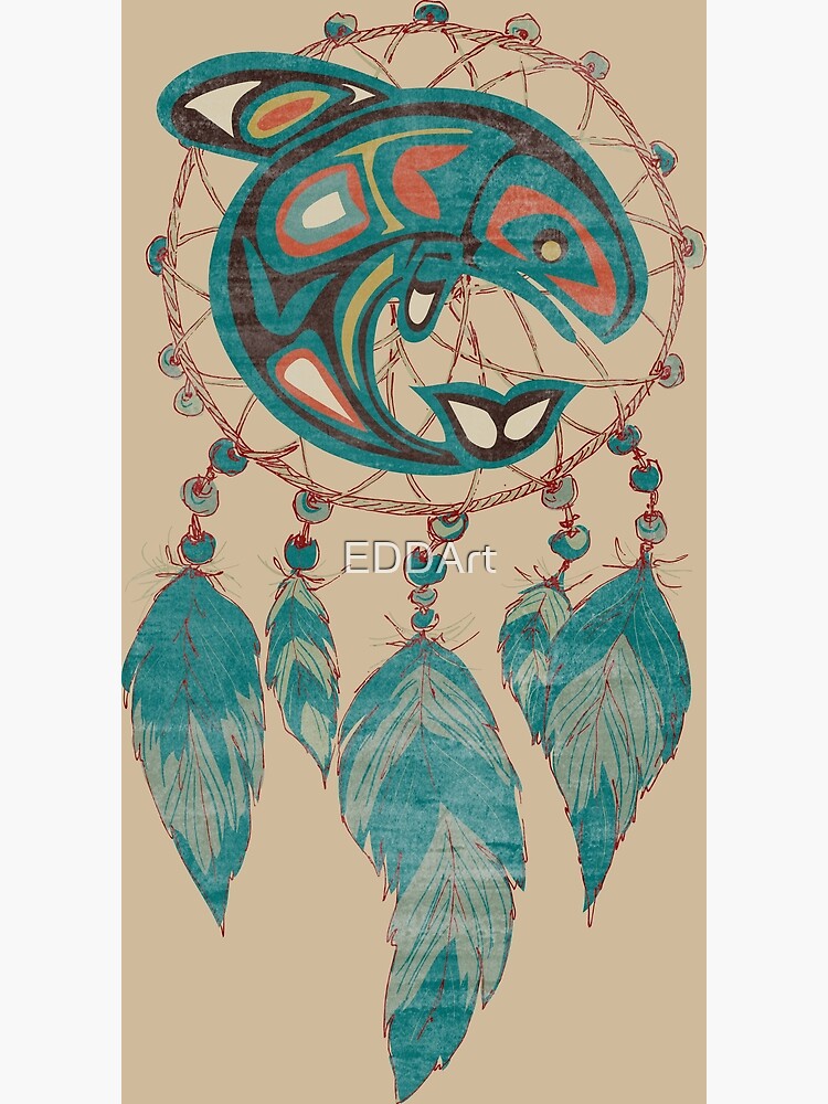 "Native American Totem Orca Whale Dreamcatcher 1" Art Print for Sale by ...