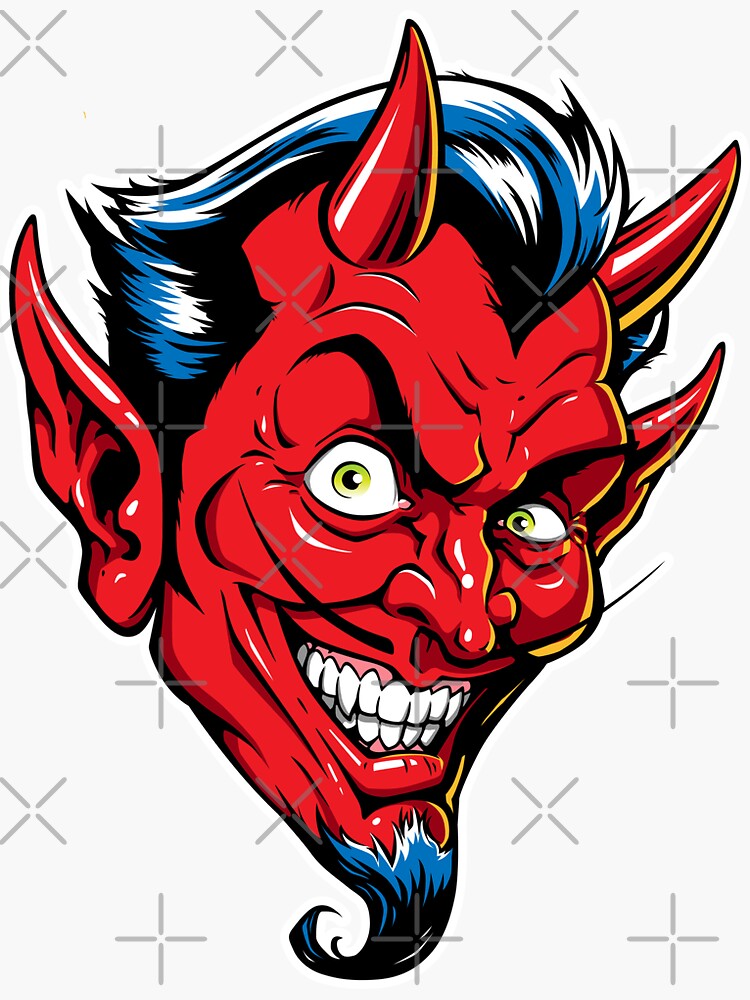 "Cartoon Sinister Devil (El Diablo) head" Sticker for Sale by designdog ...