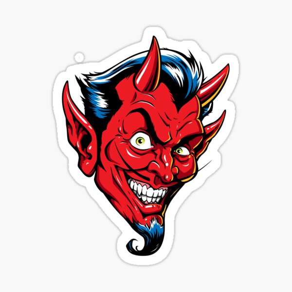 "Cartoon Sinister Devil (El Diablo) head" Sticker for Sale by designdog ...