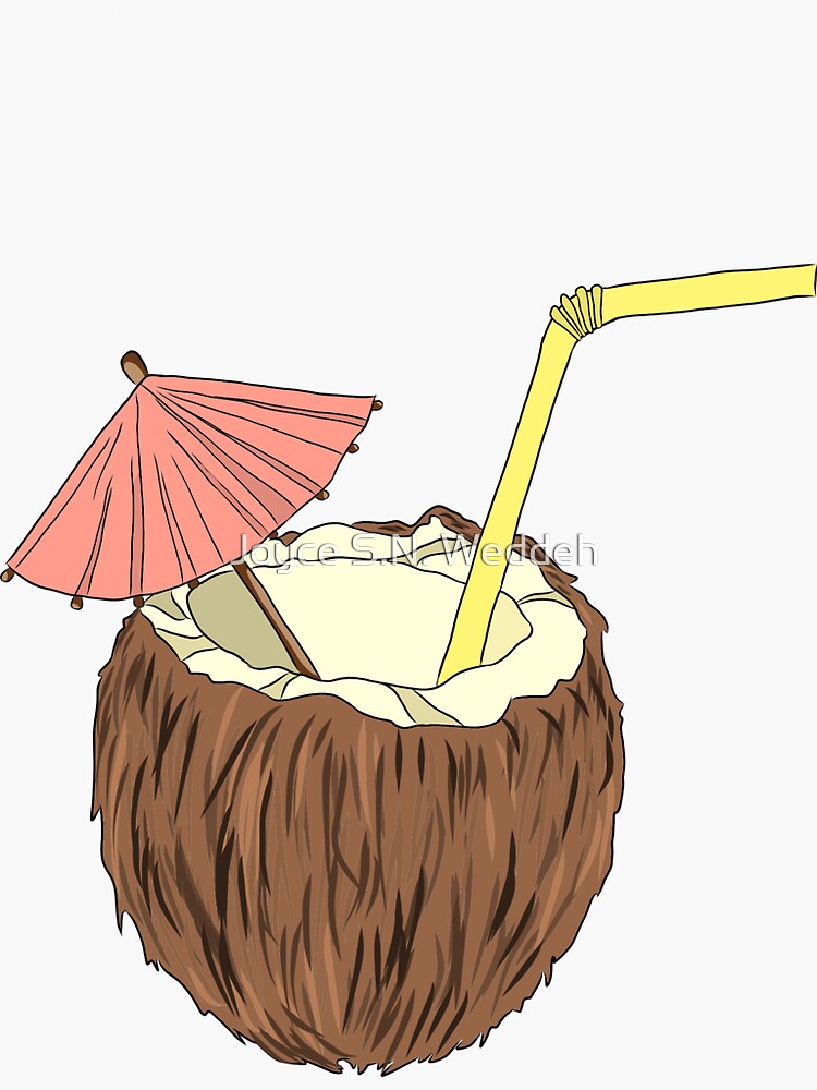 "Blue coconut drink " Sticker for Sale by XNadege | Redbubble