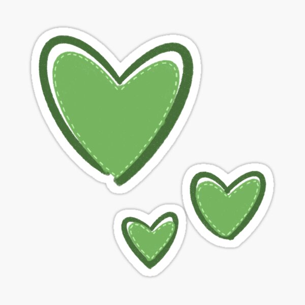 "Green Hearts" Sticker for Sale by mellondoodle | Redbubble
