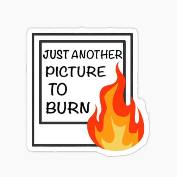 "just another picture to burn" Sticker for Sale by mkessler730 | Redbubble