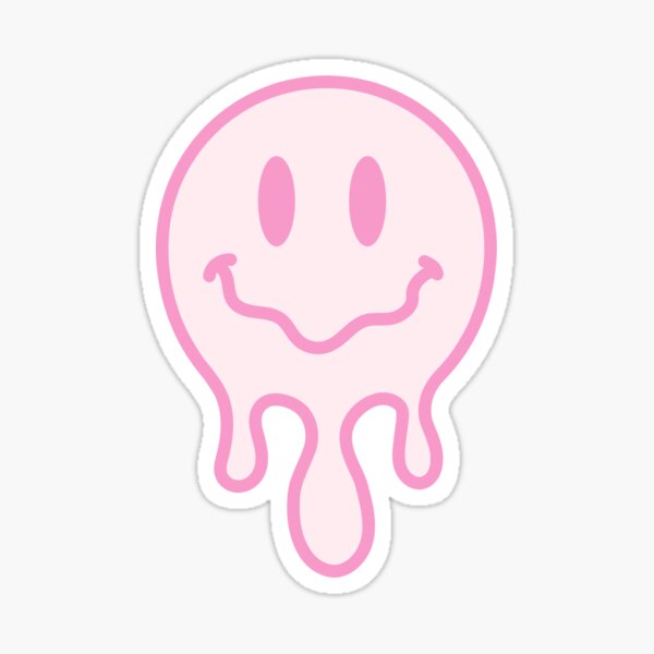 "Preppy Pink Melting Smiley Face" Sticker for Sale by SunshineCafeCo ...