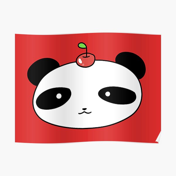 "Cherry Panda Face" Poster for Sale by SaradaBoru | Redbubble