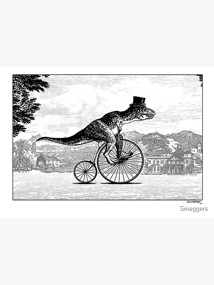 T-Rex On A Penny Farthing Premium Matte Vertical Poster