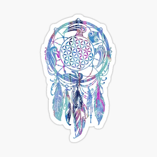 "Painting Dreamcatcher FLOWER OF LIFE Sea Turtle I" Sticker by EDDArt ...