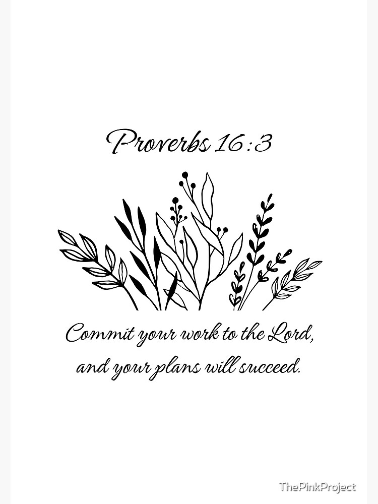 "Bible Verse Proverbs 16:3 Commit Your Work to the Lord" Poster for ...