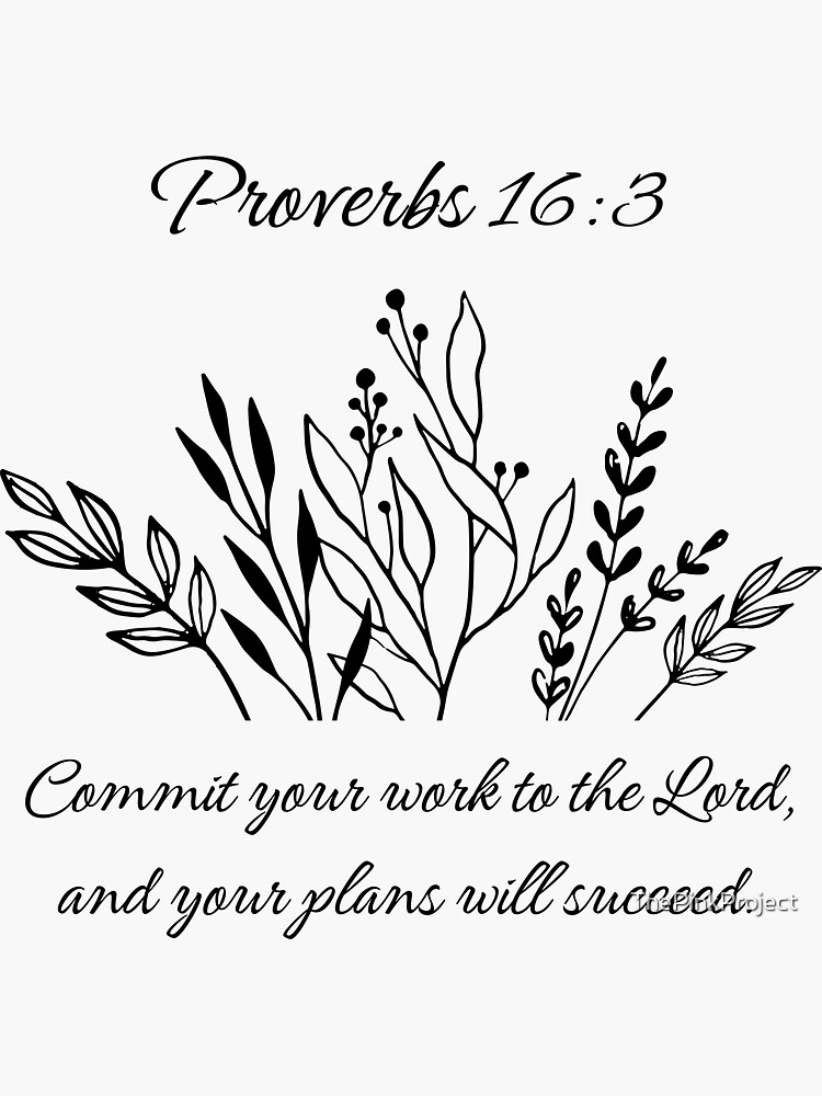 "Bible Verse Proverbs 16:3 Commit Your Work to the Lord" Sticker for ...