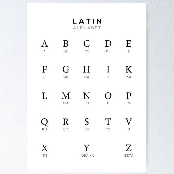 Póster for Sale con la obra «Alfabeto latino clásico, gráfico de ...