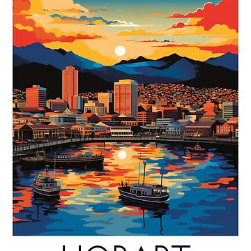 "A Pop Art Travel Print of Hobart - Australia" Sticker for Sale by ...
