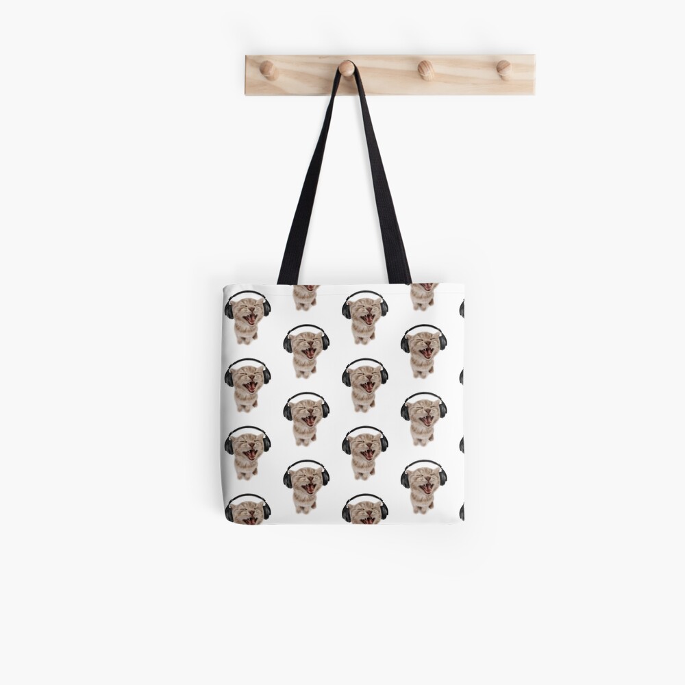 "cat listening to music" Sticker for Sale by goon-street | Redbubble