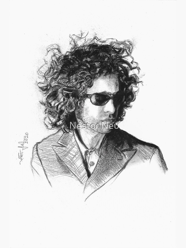 "Andrés Calamaro - Charcoal Portrait Drawing" Sticker for Sale by ...