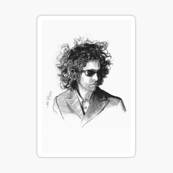 "Andrés Calamaro - Charcoal Portrait Drawing" Sticker for Sale by ...
