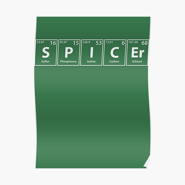 "Spicer (S-P-I-C-Er) Periodic Elements Spelling" Poster for Sale by ...