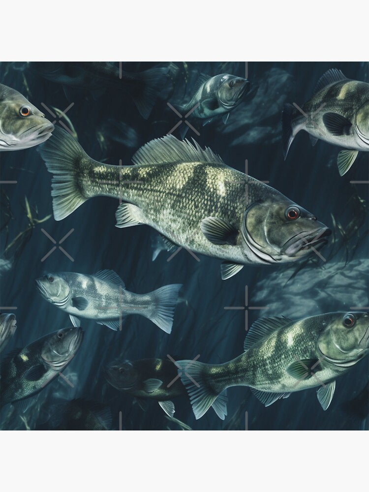 "Bass fish pattern" Sticker for Sale by muskitt | Redbubble