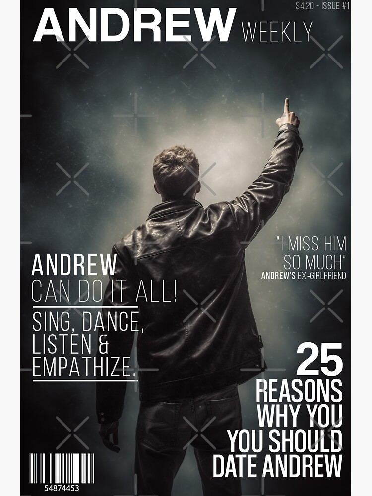 "Andrew Weekly Magazine Cover" Sticker for Sale by SuperSeries | Redbubble