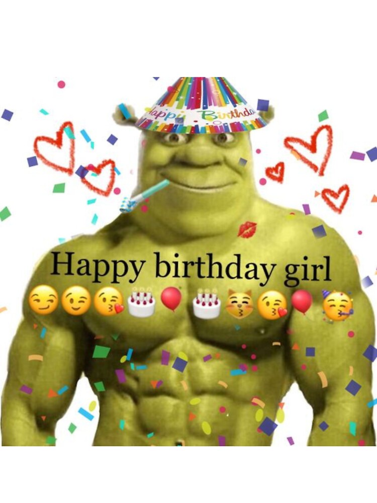 Pegatina con la obra «Shrek musculoso te desea feliz cumpleaños chica ...