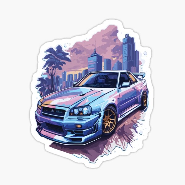 "Skyline R34, Sky R34, vector art" Sticker for Sale by STICKOVA ARTS ...
