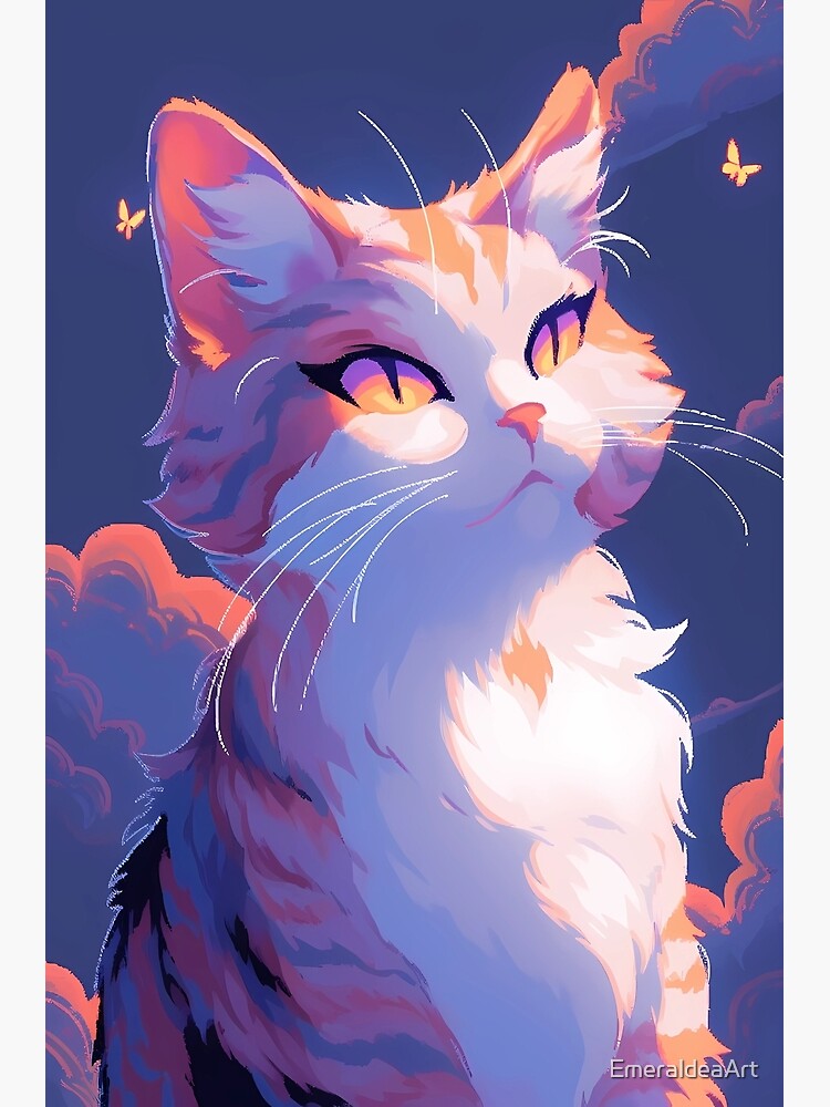 "Enchanting Nightfall: Anime Tabby Cat Princess" Art Print for Sale by ...