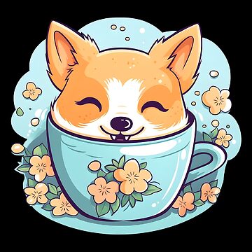 "Colorful Kawaii Teacup Shiba Inu" Sticker for Sale by Leonardo Palumbo ...