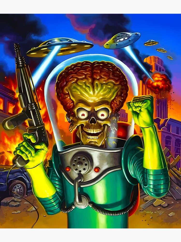 "MARS ATTACKS CARTOONS ART" Sticker for Sale by AnayahArtAndre | Redbubble