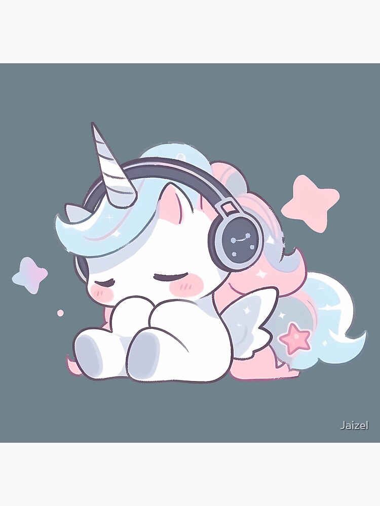 "Sad Cute Unicorn Pony Listening to Music" Poster for Sale by Jaizel ...