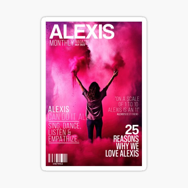 "Alexis Monthly Magazine Cover" Sticker for Sale by SuperSeries | Redbubble
