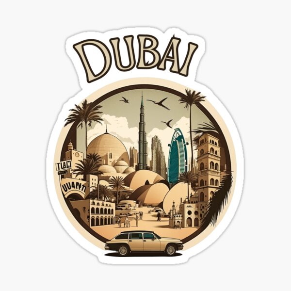 "Dubai City United Arab Emirates Street Art - Retro Vintage " Sticker ...