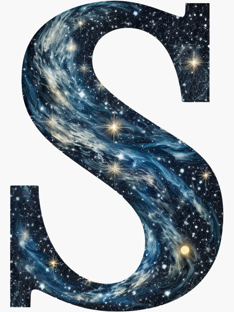 "Starry Night Sky 'S' Sticker | Space Theme Letter 'S' Decal" Sticker ...