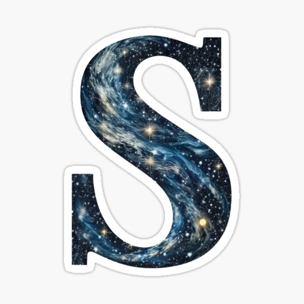 "Starry Night Sky 'S' Sticker | Space Theme Letter 'S' Decal" Sticker ...
