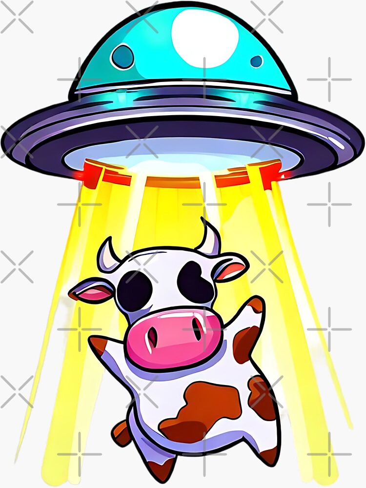 "Alien Cow Beaming" Stickerundefined by phys | Redbubble