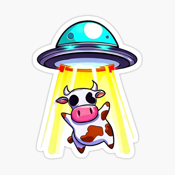 "Alien Cow Beaming" Stickerundefined by phys | Redbubble