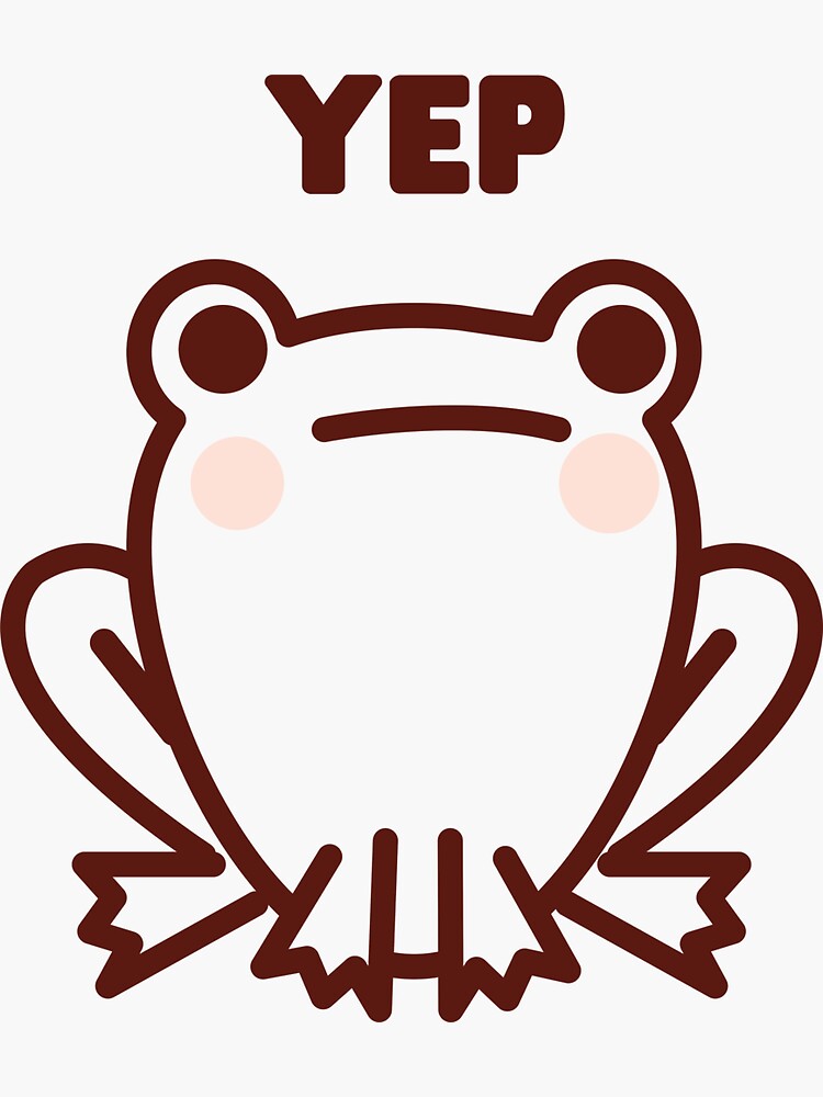 "Yep Frog Cute Funny Simple Line Drawing" Sticker for Sale by ...