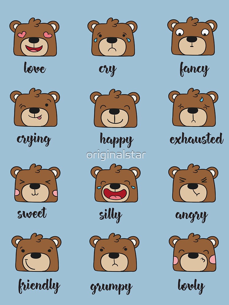 "emojii bear faces emotions kit outline bear teddy bears grizzly ...